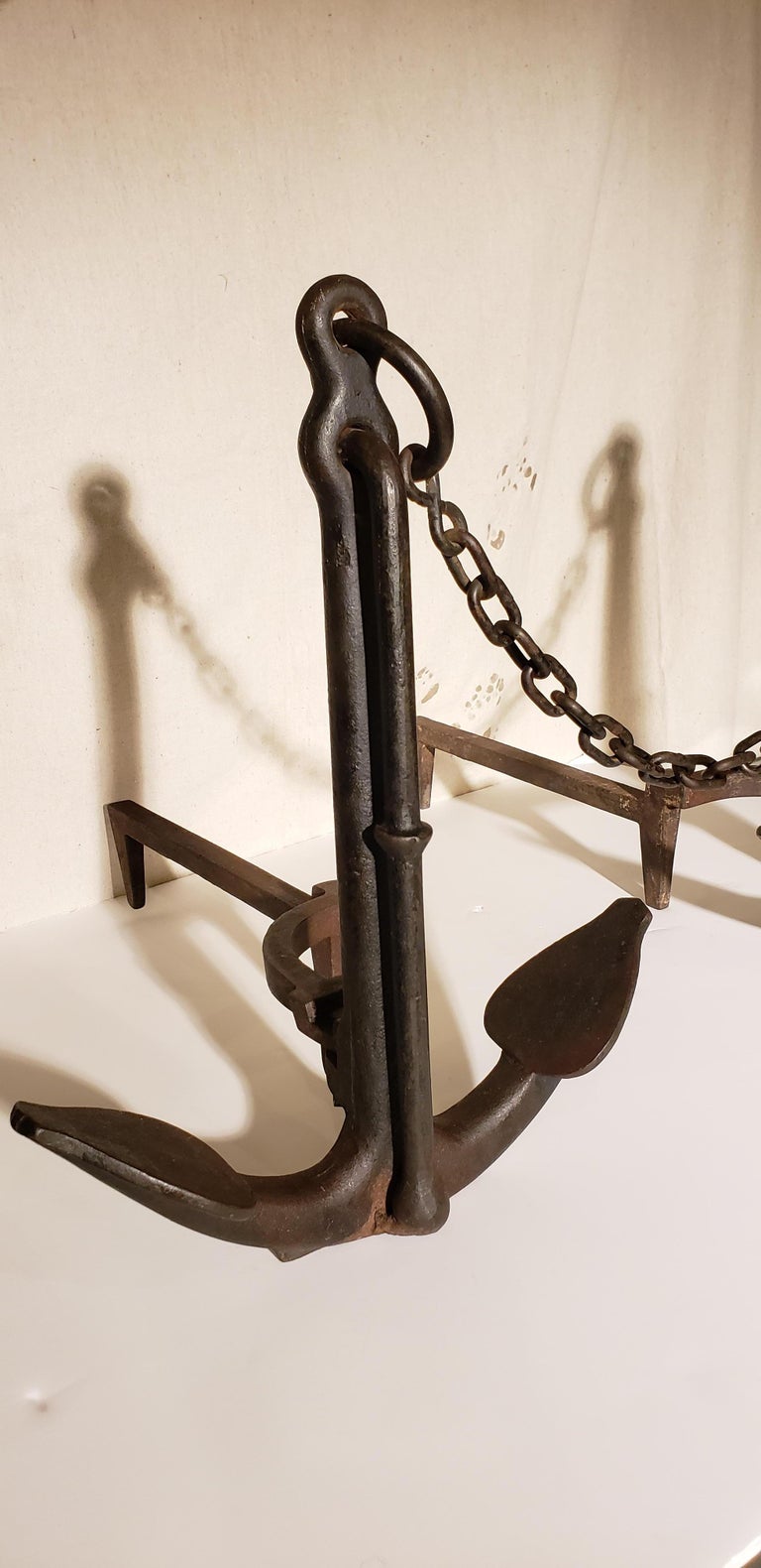 Anchor Form Nautical Andirons For Sale at 1stDibs | anchor andirons
