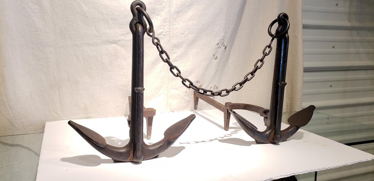 Anchor Form Nautical Andirons For Sale at 1stDibs | anchor andirons