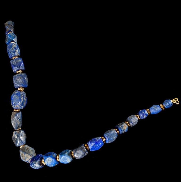 Ancient Bactrian Lapis Lazuli Necklace with 18 Carat Clasp For Sale at ...