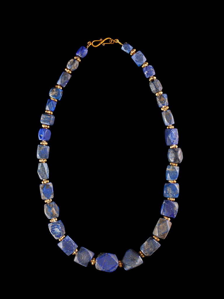 Ancient Bactrian Lapis Lazuli Necklace with 18 Carat Clasp For Sale at ...