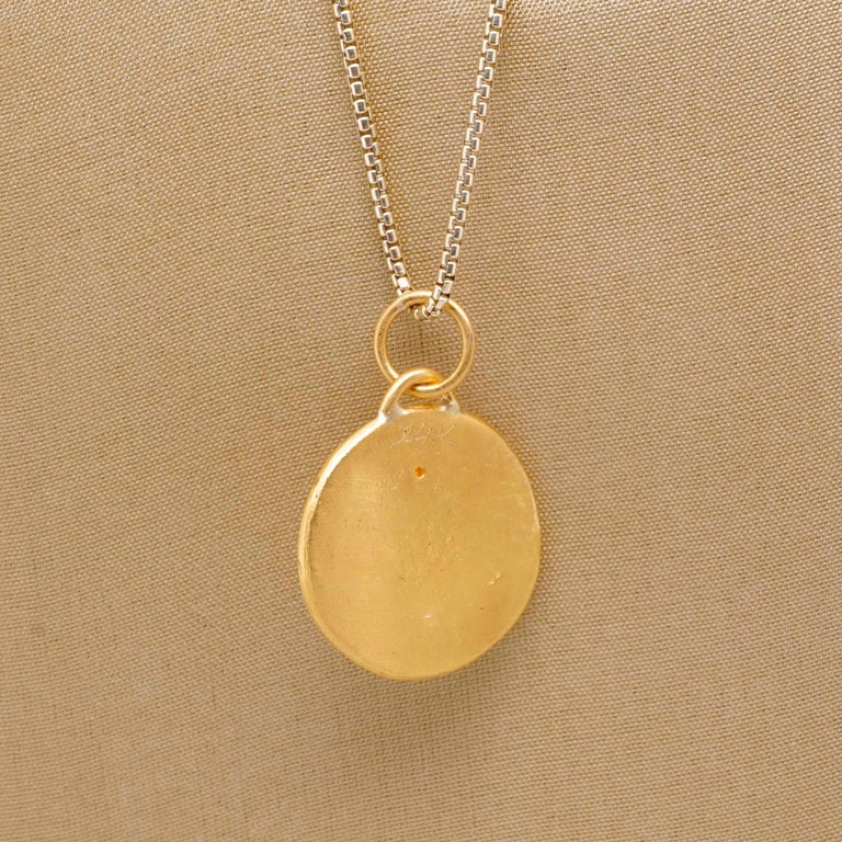 24Kt Solid Gold, Ancient Bee Coin Charm Pendant Necklace with Diamond ...