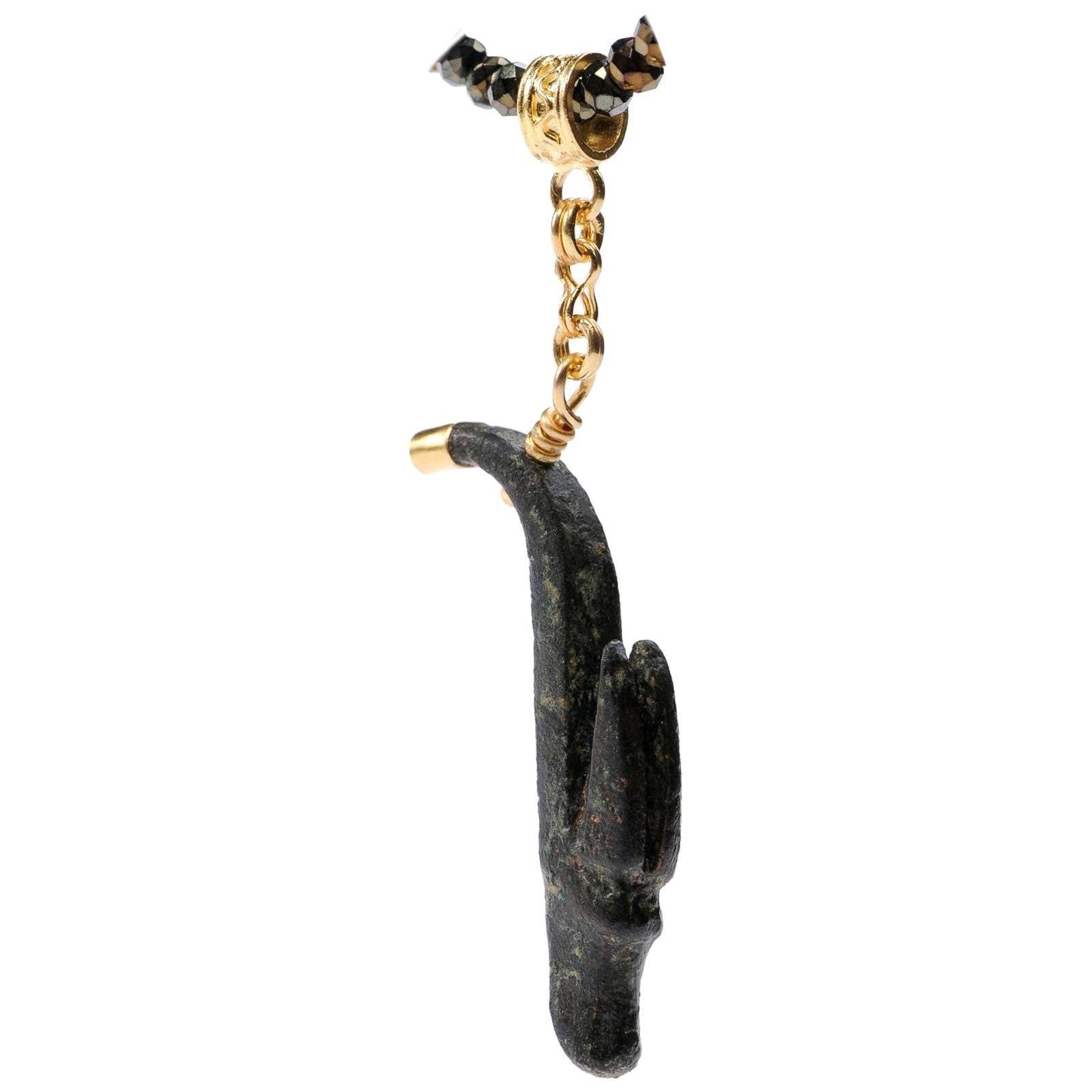 Ancient Roman Prince Bust Artifact Set in 21-Karat Gold Pendant at 1stDibs