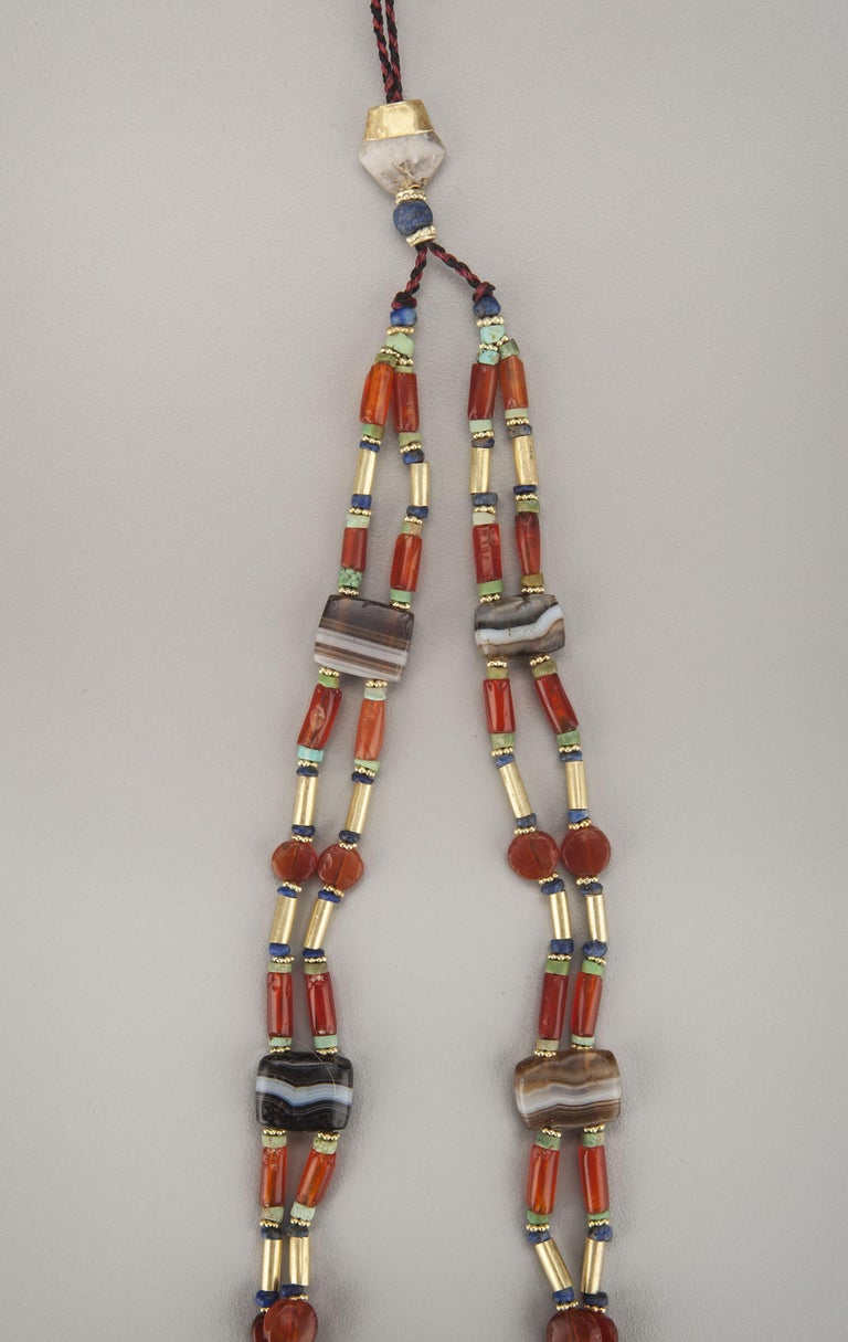 Ancient Choker with Carnelian, Turquoise, Lapis, Agate, Quartz, and 20k ...