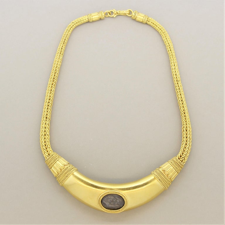 Ancient Coin Antique Style High-Gold Braided Necklace For Sale at 1stDibs
