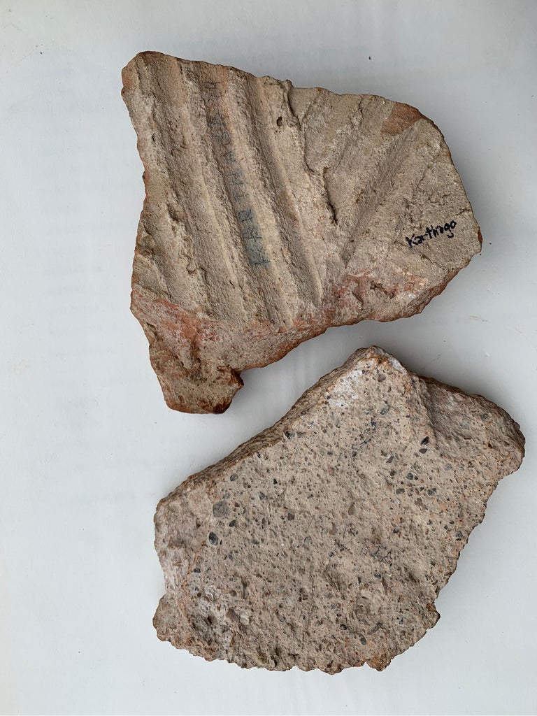 Ancient Collection of Five Roman Artefacts Glass, Ceramic, Carthage ...