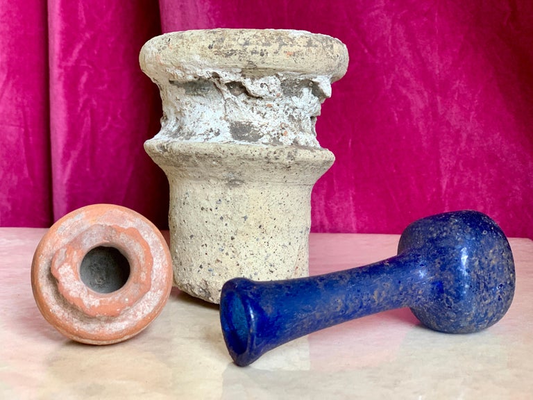 Ancient Collection of Five Roman Artefacts Glass, Ceramic, Carthage ...