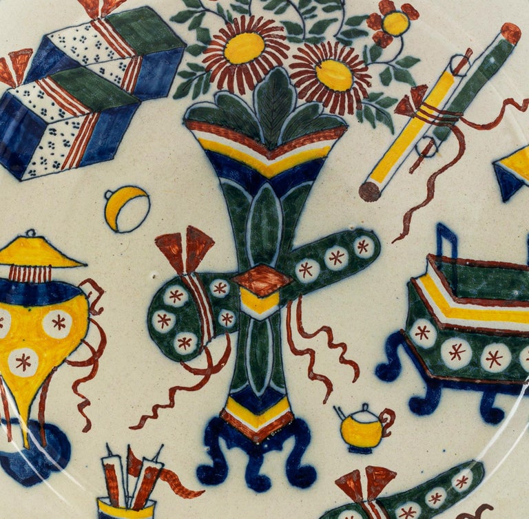 Ancient Dutch Porcelain Plate, in Polychrome Dutch Delfware, Late 18th ...