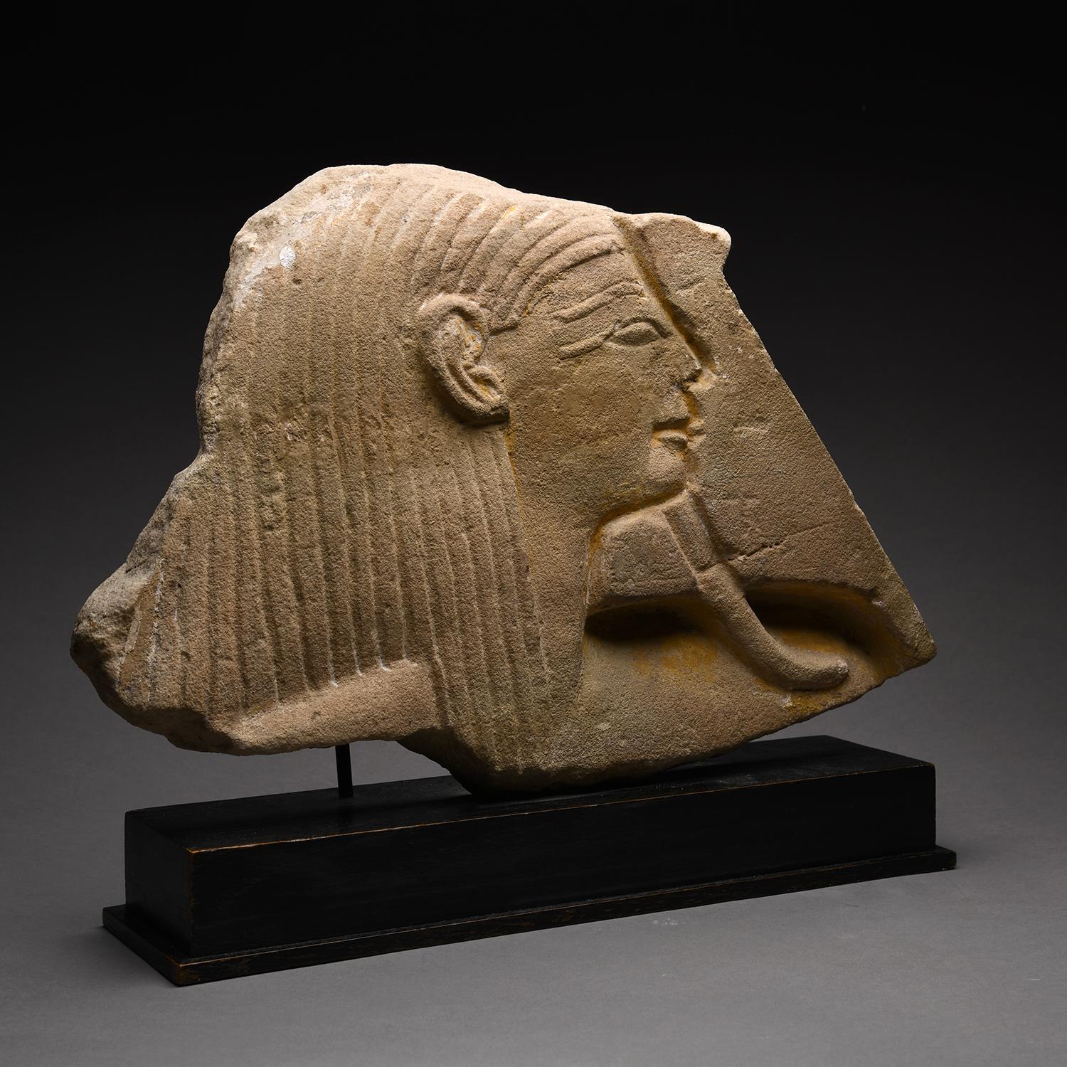 Ancient Egyptian Sandstone Relief of a Bearded Deity For Sale at 1stDibs