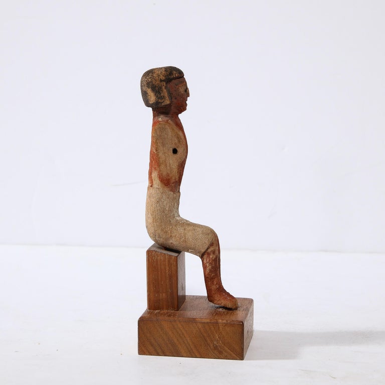 Ancient Egyptian Tomb Oarsman in Painted Wood For Sale at 1stDibs