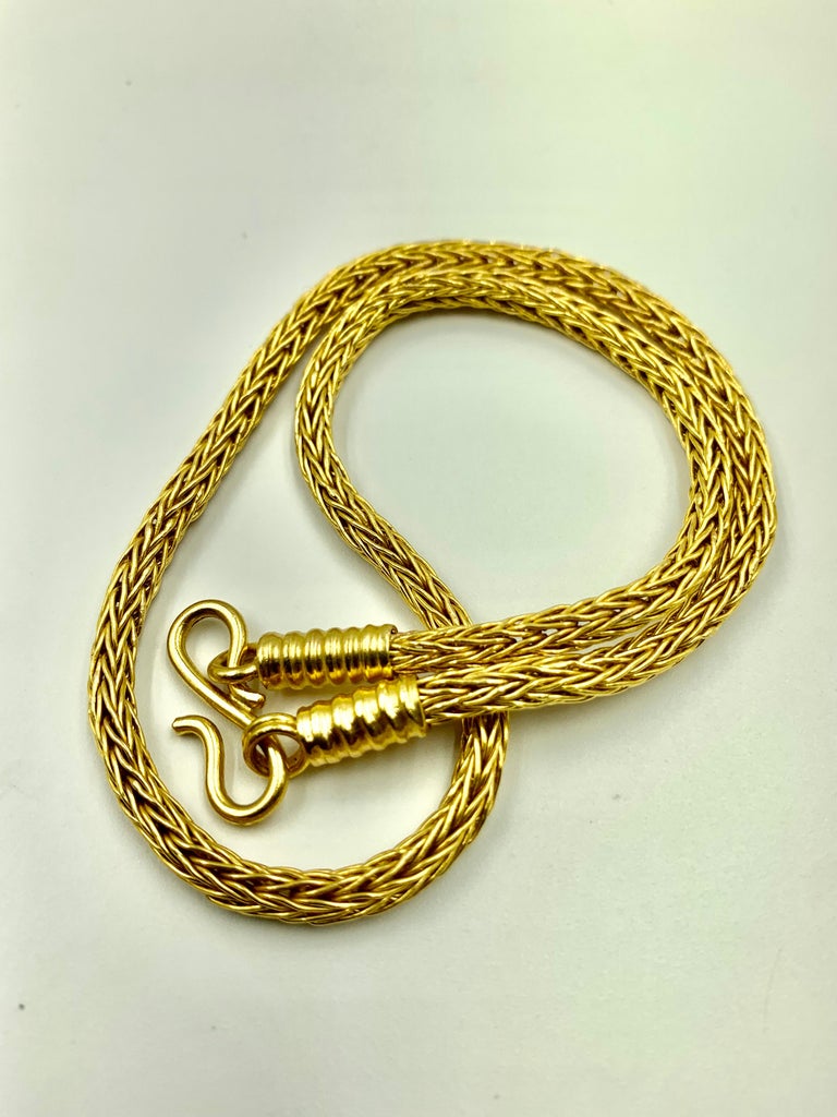 Ancient Etruscan Style Hand Woven 18K Yellow Gold Chain Necklace For ...