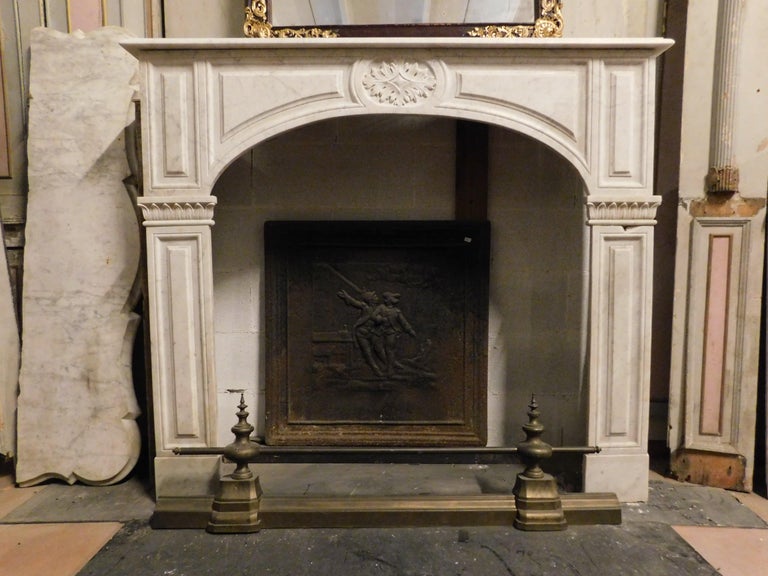 Ancient fireplace in white marble, carved. Turin, 1800s. For Sale at ...