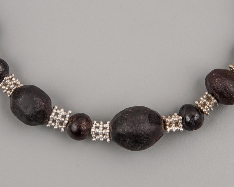 Ancient Garnet Beads Alternating with Complex Granulated Silver Beads ...
