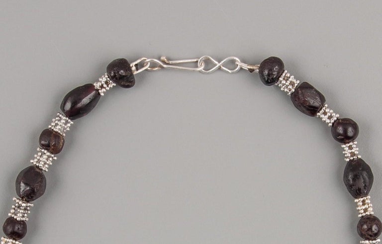 Ancient Garnet Beads Alternating with Complex Granulated Silver Beads ...