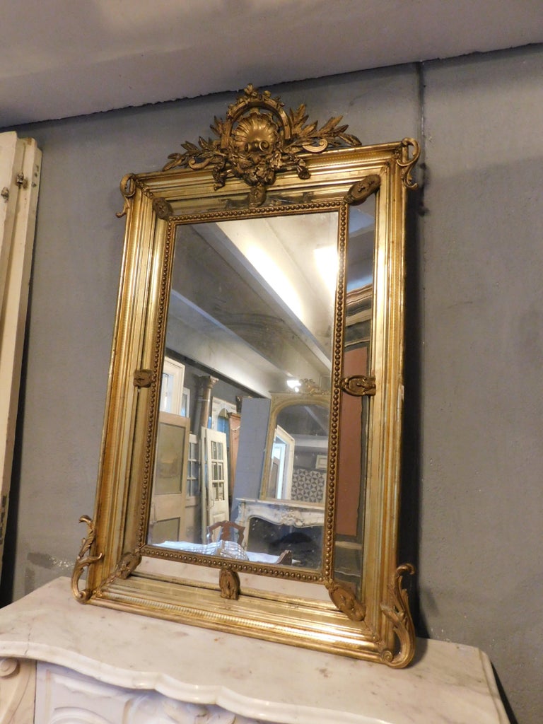 Ancient Gilded Mirror with Carved Crown, 19th Century Italy For Sale at ...