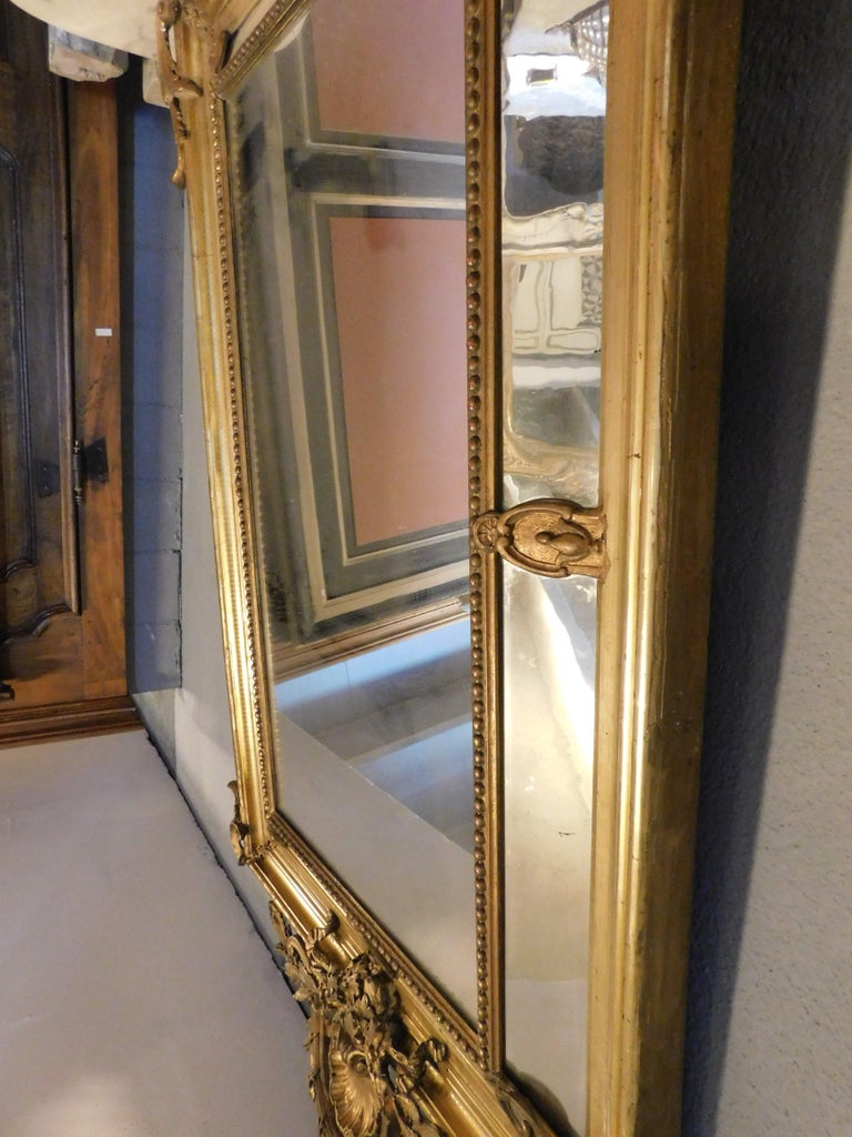 Ancient Gilded Mirror with Carved Crown, 19th Century Italy For Sale at ...