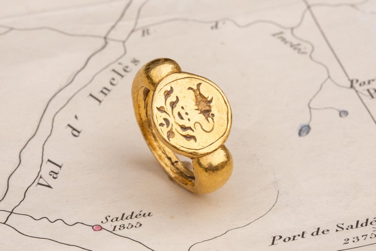 Ancient Gold Javanese Ring 9th-10th Century Fish and Lotus Flower For ...