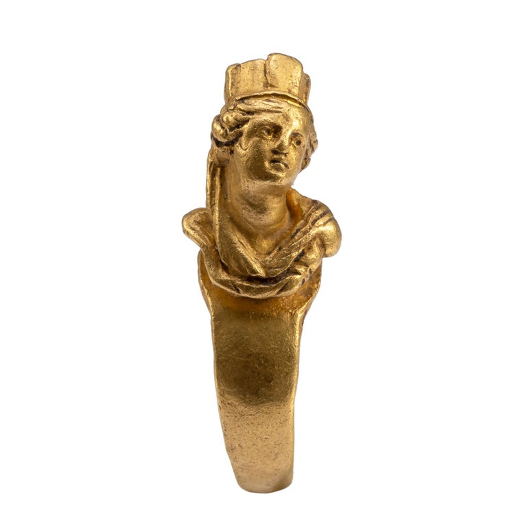 Ancient Gold Roman Ring with Bust of Tyche 'circa late 1st - 2nd ...