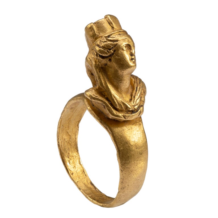 Ancient Gold Roman Ring with Bust of Tyche 'circa late 1st - 2nd ...