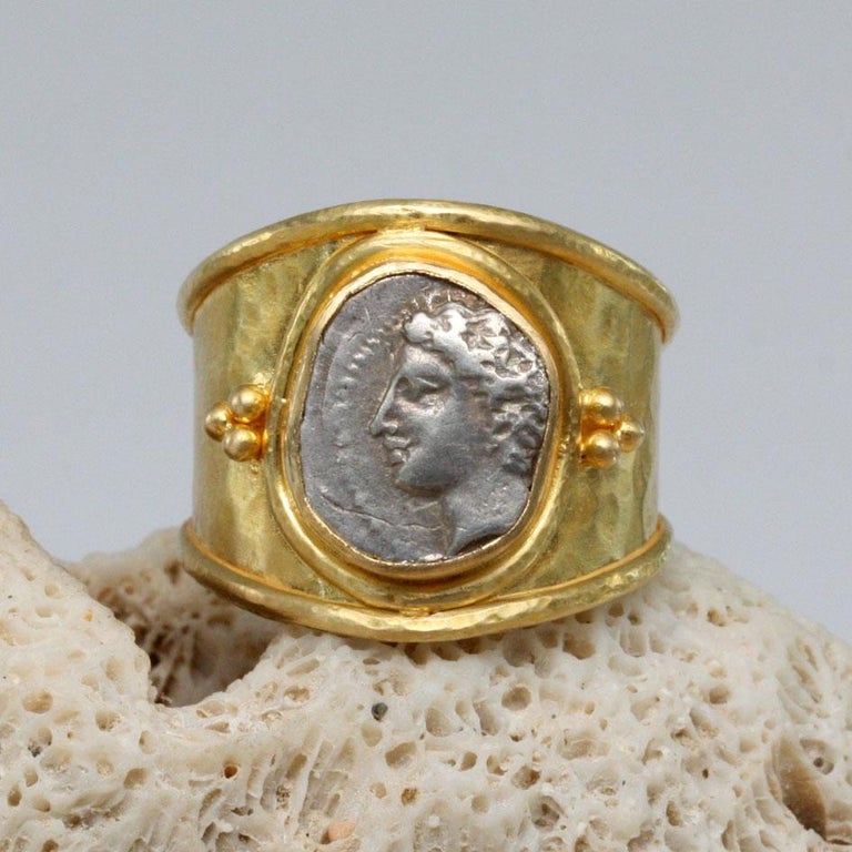 Ancient Greek 2nd Century BC Gaul Apollo Coin 18K Gold Ring For Sale at ...