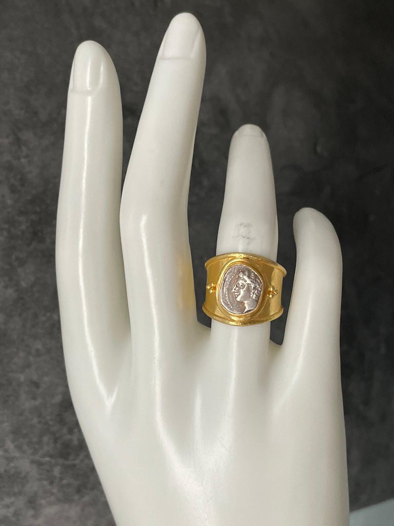 Ancient Greek 2nd Century BC Gaul Apollo Coin 18K Gold Ring For Sale at ...