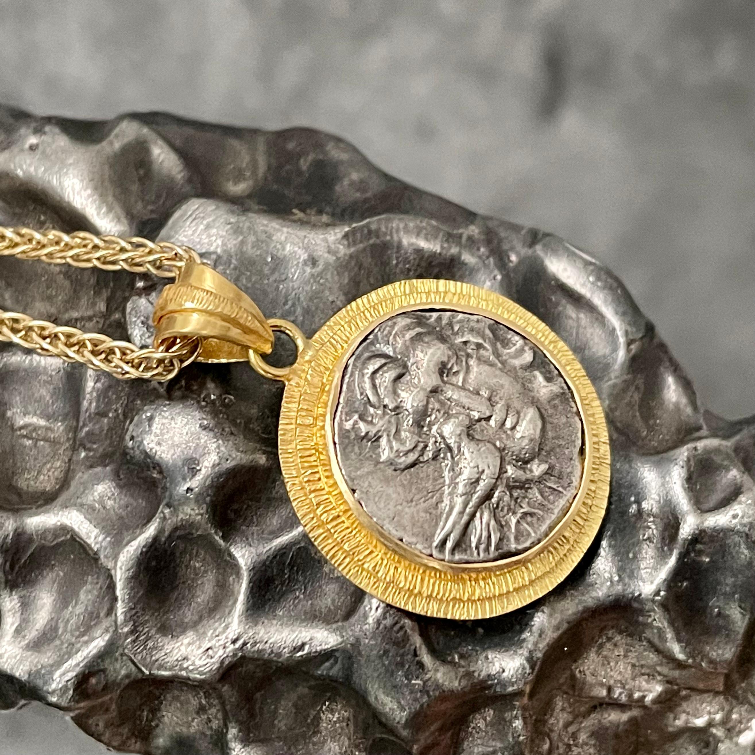 Ancient Greek 2nd Century BC Helios Eagle Coin 18K Gold Pendant For ...