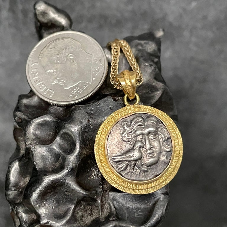 Ancient Greek 2nd Century BC Helios Eagle Coin 18K Gold Pendant For ...