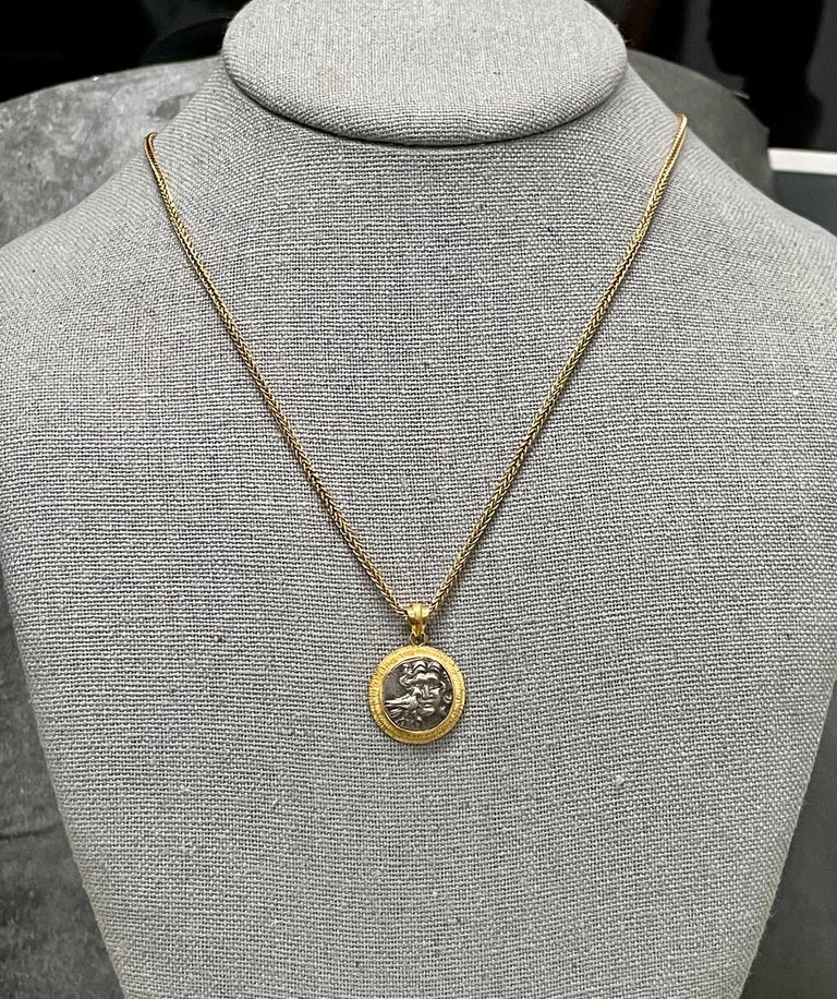 Ancient Greek 2nd Century BC Helios Eagle Coin 18K Gold Pendant For ...