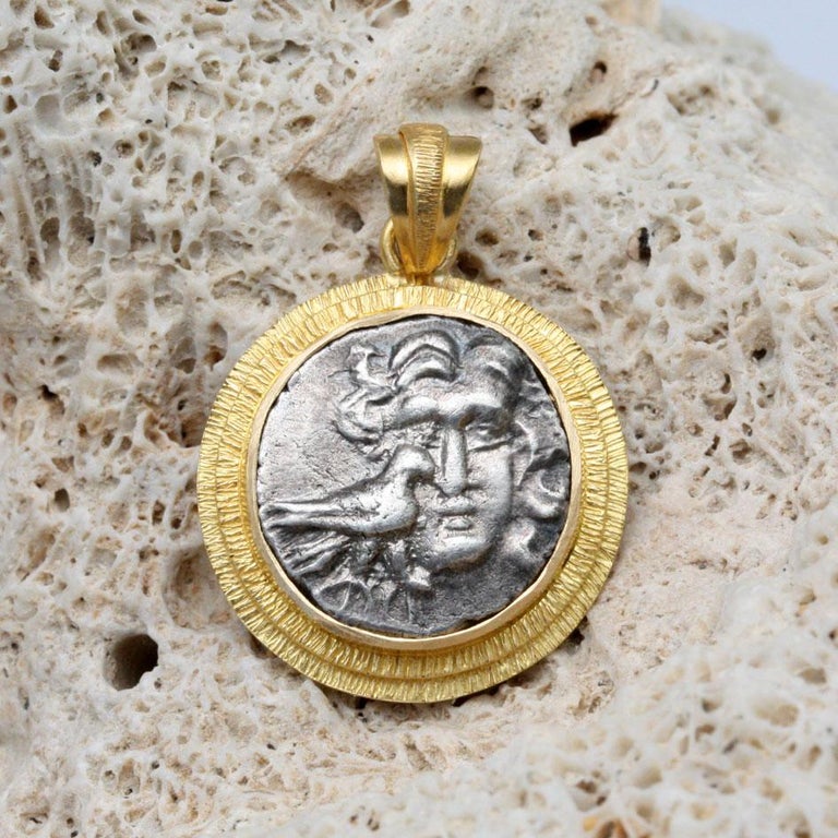 Ancient Greek 2nd Century BC Helios Eagle Coin 18K Gold Pendant For ...
