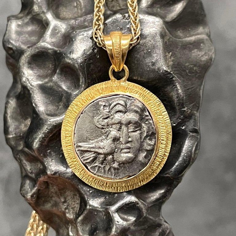 Ancient Greek 2nd Century BC Helios Eagle Coin 18K Gold Pendant For ...