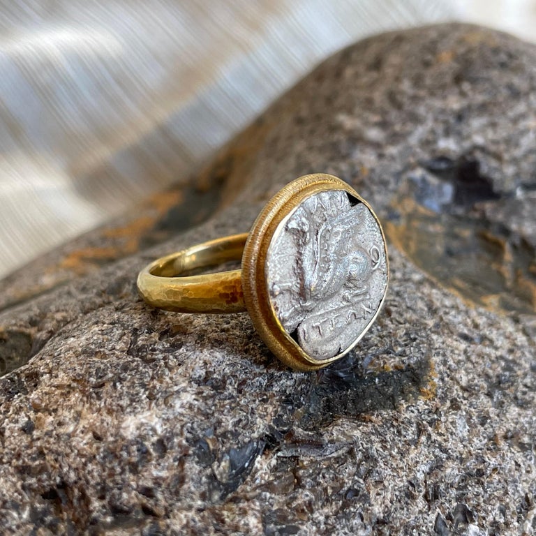 Ancient Greek 3rd Century BC Griffin Coin 18K Gold Ring at 1stDibs