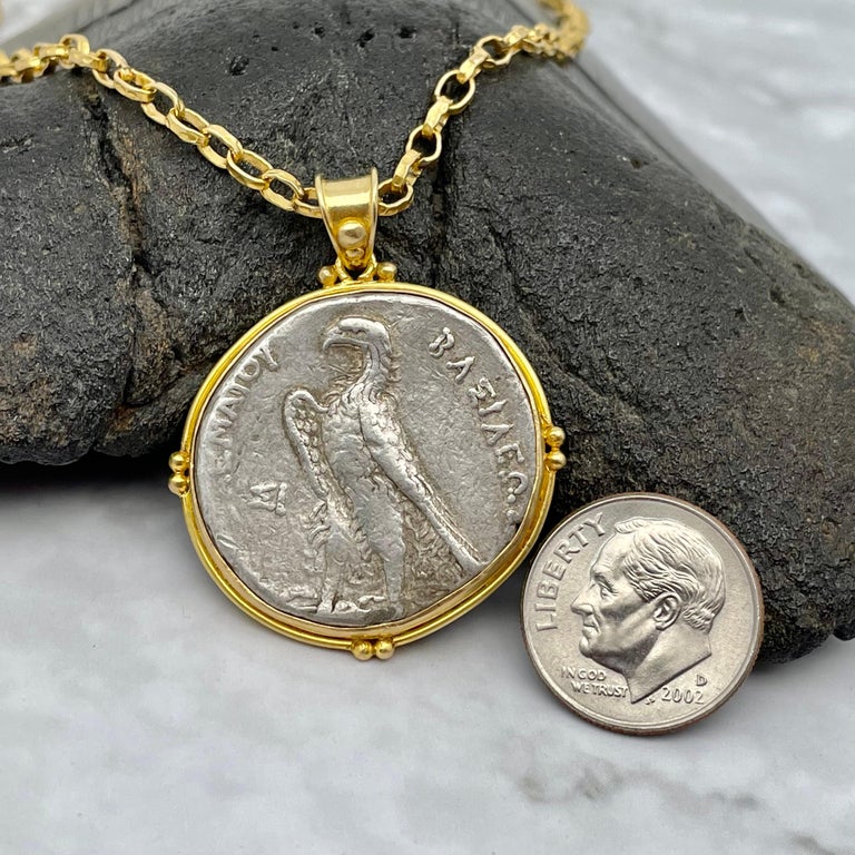 Ancient Greek 3rd Century BC Ptolemy Eagle Coin 18K Gold Pendant For ...