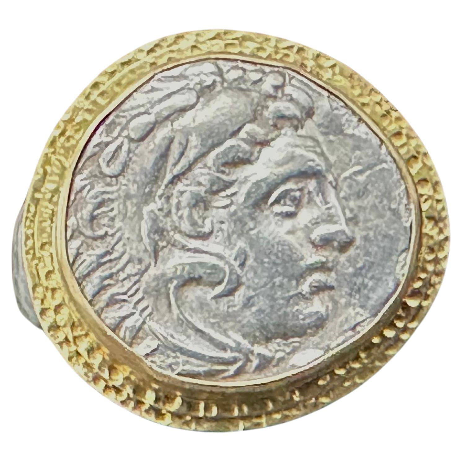 Ancient Greek 4th Century BC Alexander the Great Coin Silver 18K Gold ...