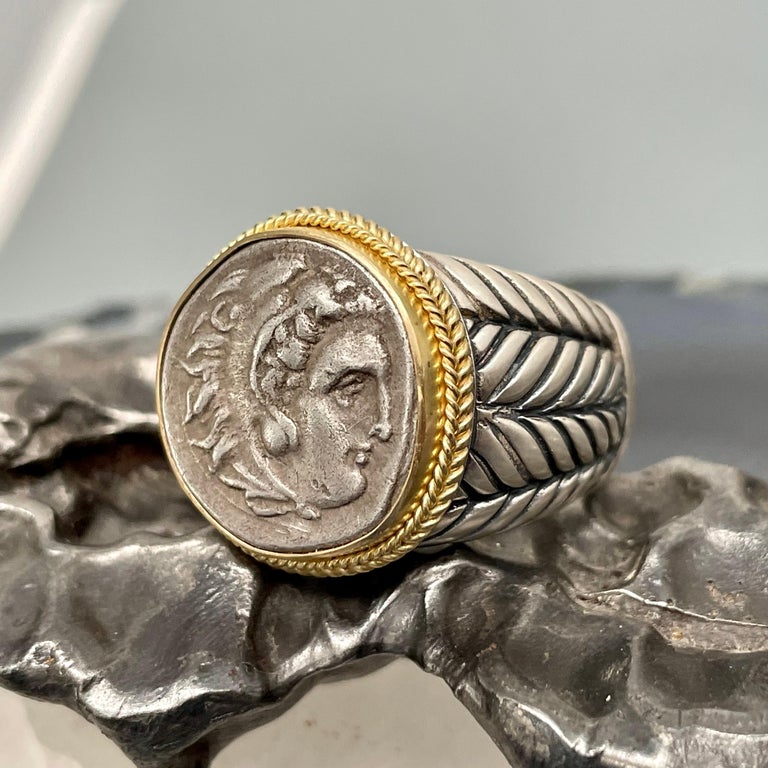 Ancient Greek 4th Century BC Alexander the Great Silver/18K Gold Mens ...