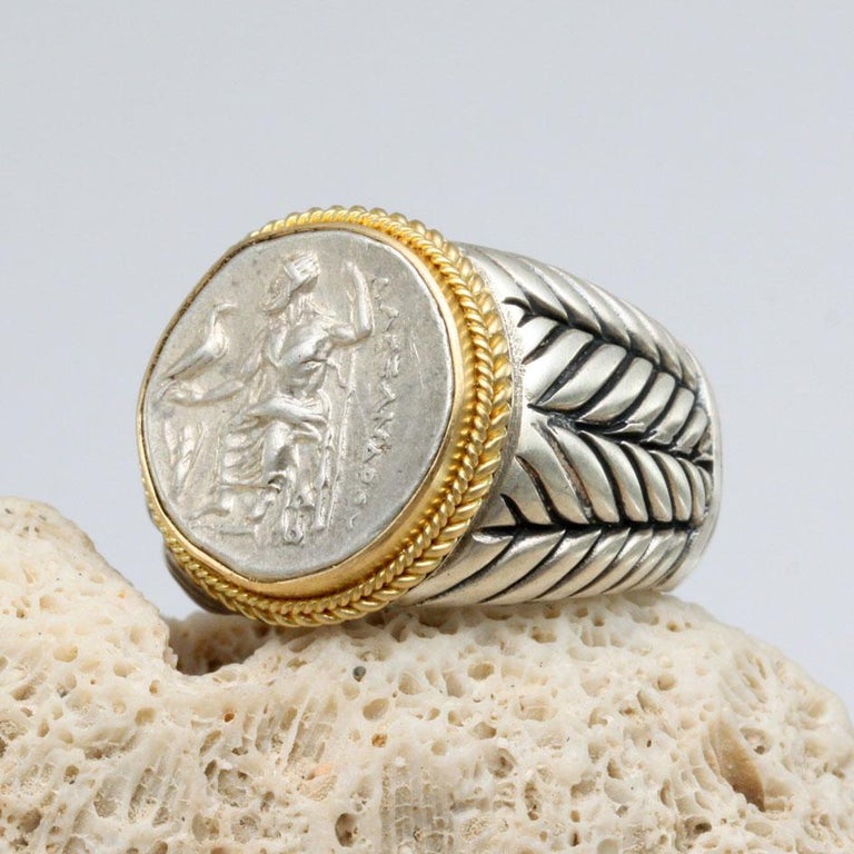 Bague pour homme en or et argent, grec ancien, 4e siècle avant J.-C ...