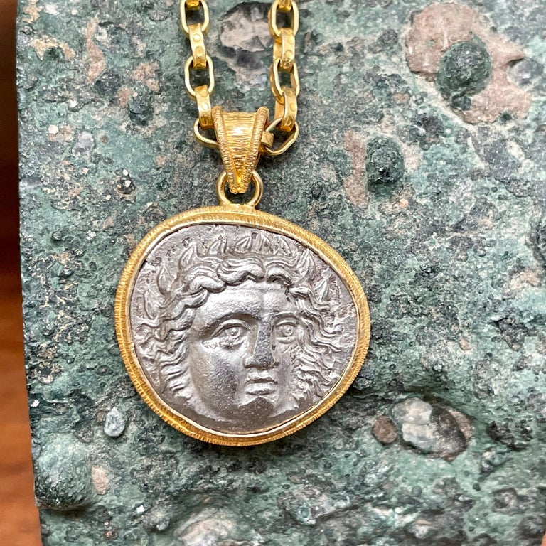 Ancient Greek 4th Century BC Authentic Apollo Coin 18K Gold Pendant at ...