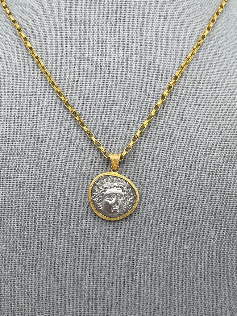 Ancient Greek 4th Century BC Authentic Apollo Coin 18K Gold Pendant at ...