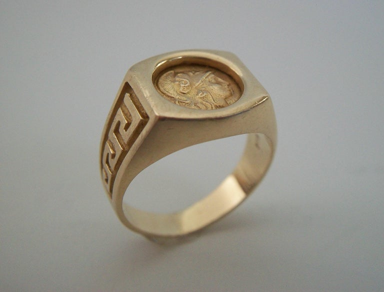 Ancient Greek 4th Century BC Gold Coin Ring - 14K Gold Setting - Circa ...