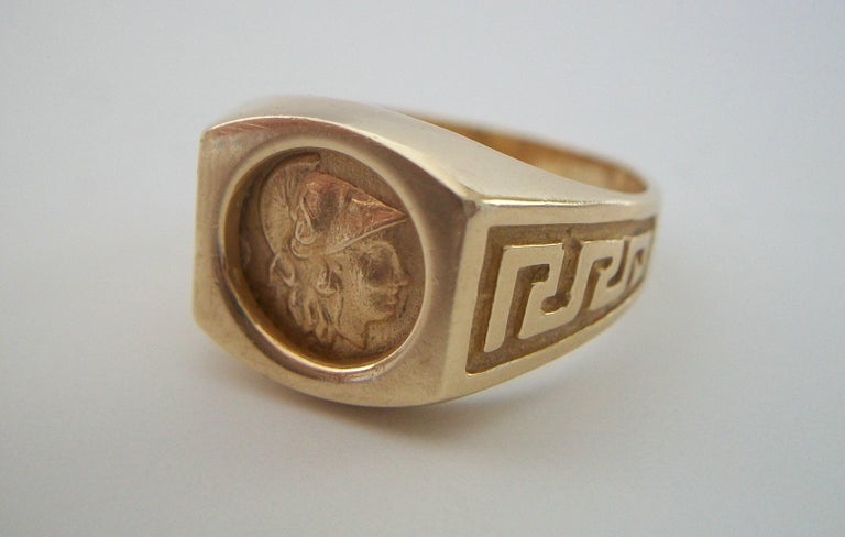 Ancient Greek 4th Century BC Gold Coin Ring - 14K Gold Setting - Circa ...