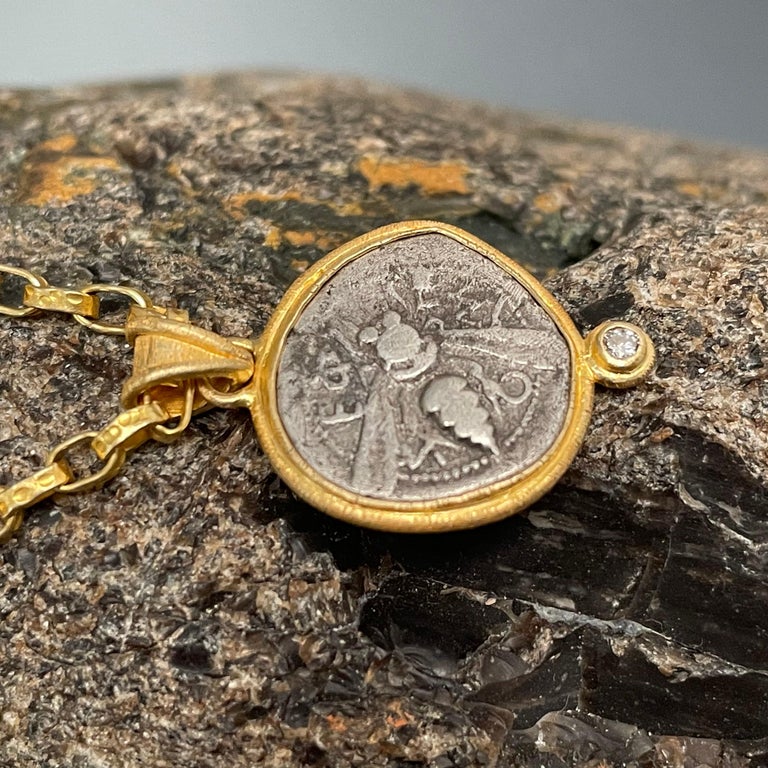 Ancient Greek 5th Century BC Ephesus Bee Coin Diamond 18K Gold Pendant ...