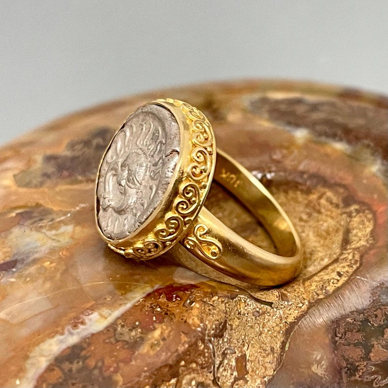 Ancient Greek 5th Century BC Medusa Coin 18K Gold Ring For Sale at 1stDibs