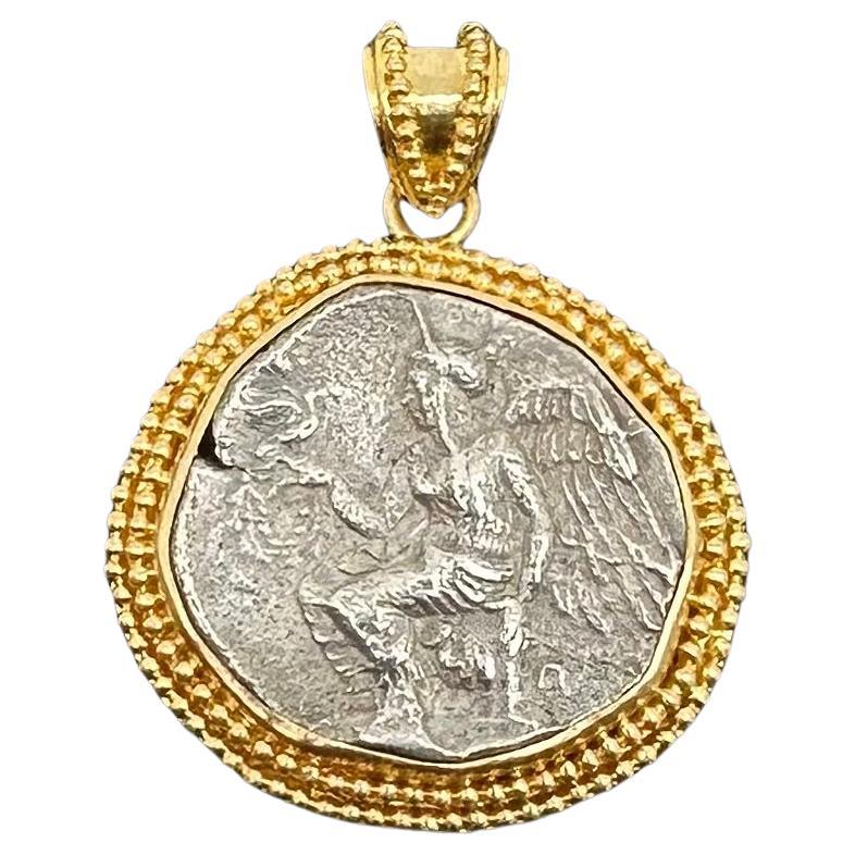 Ancient Greek 5th Century BC Winged Goddess Nike Coin 18K Gold Pendant ...