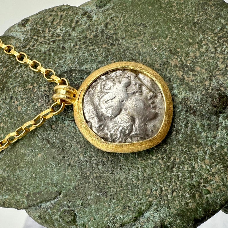Ancient Greek 5th Century BCE Silver Bull Coin 18k Gold Pendant For ...