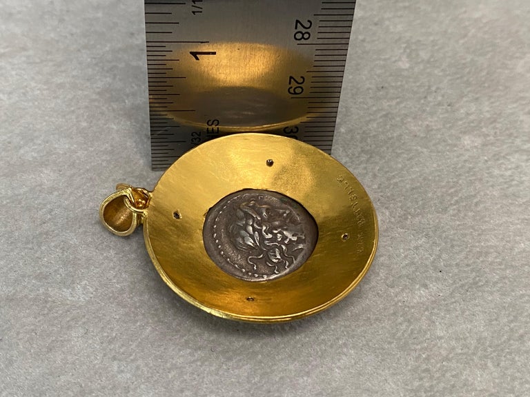 Ancient Greek 3rd Century BC Nike Coin Diamonds Pendant 22k Gold For ...