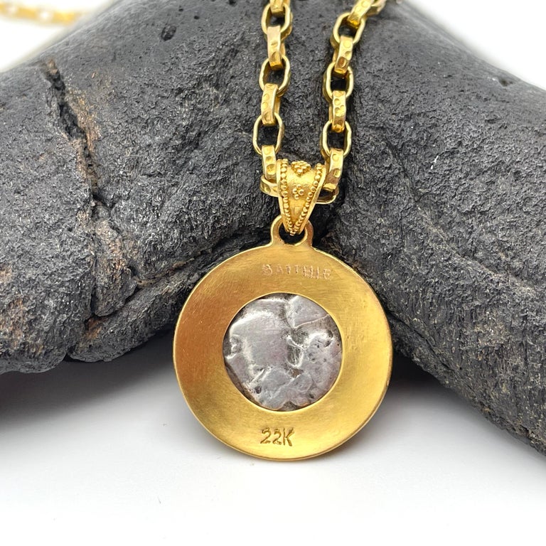 Ancient Greek Parthian Eagle Coin 22K Gold Pendant For Sale at 1stDibs