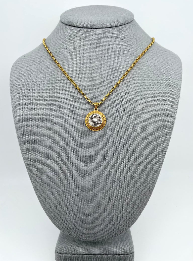 Ancient Greek Parthian Eagle Coin 22K Gold Pendant For Sale at 1stDibs