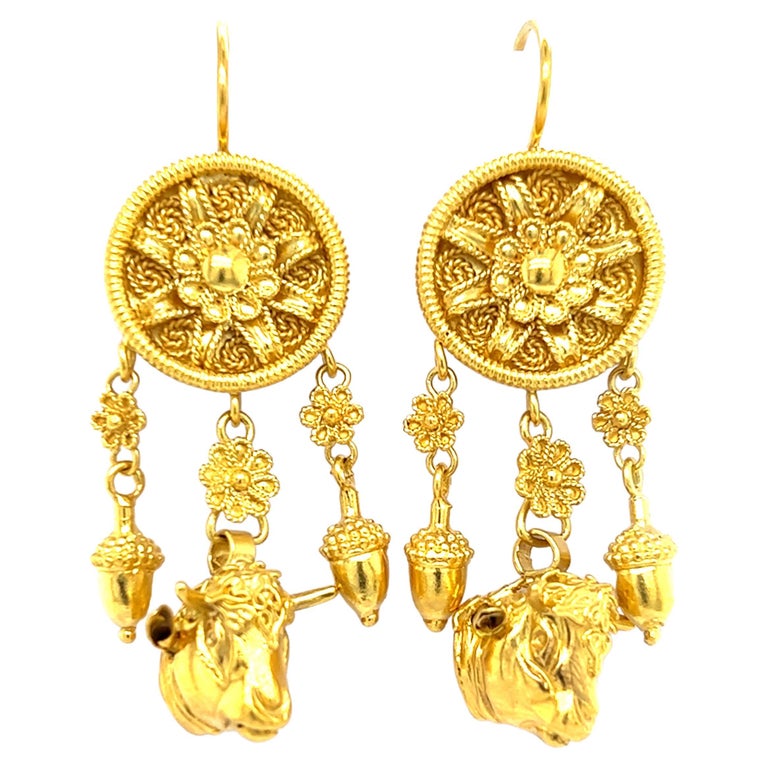Ancient Greek Reproduction Design Earrings in 22K Yellow Gold at 1stDibs