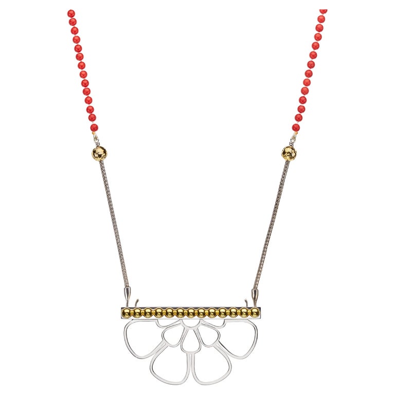 Ancient Greek Rosette Necklace Object D'Art with Red Coral 18kt Gold ...
