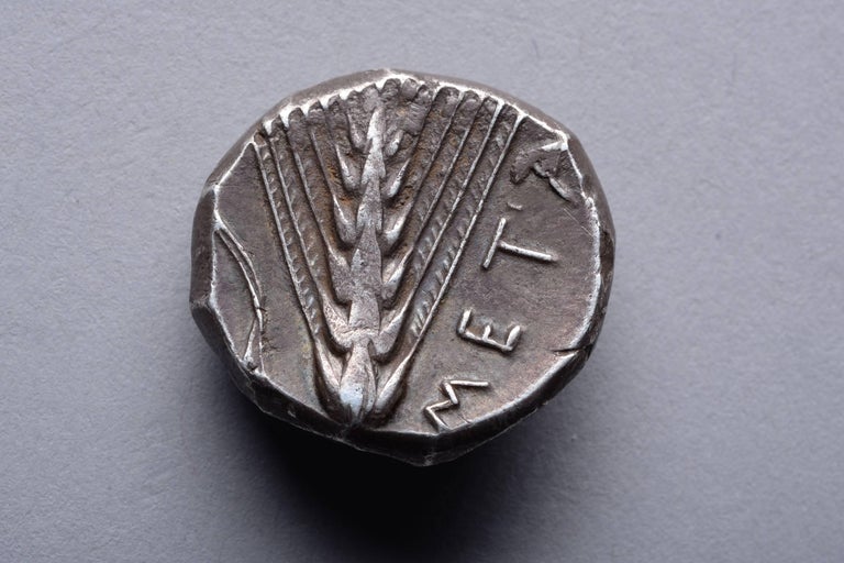 Ancient Greek Silver Didrachm Coin from Metapontum, 400 BC at 1stDibs
