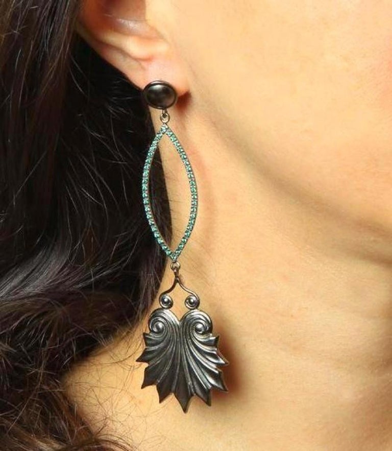 Ancient Greek Style Goddess Earrings Akrokeramo with Stones For Sale at ...