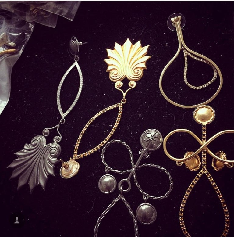 Ancient Greek Style Goddess Earrings Akrokeramo with Stones For Sale at ...